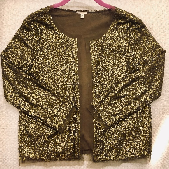 J. Crew | Jackets & Coats | J Crew Sequined Jacket With Mesh Detailing ...